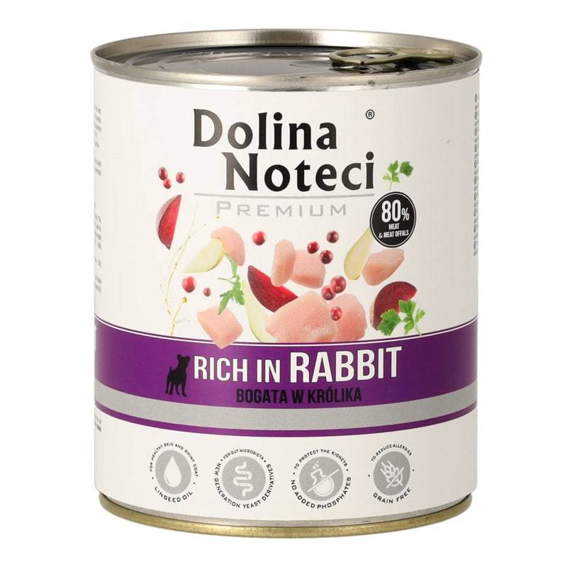 Mokra karma dla psa Dolina Noteci Premium bogata w królika puszka 800 g EDYCJA LIMITOWANA ...